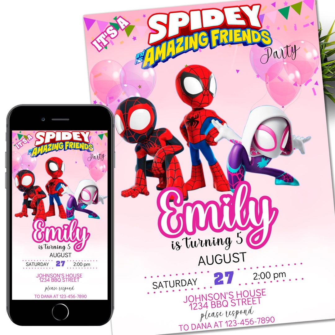 Spidey Invitation His Amazing Friends Birthday Party Invite Spidey ...