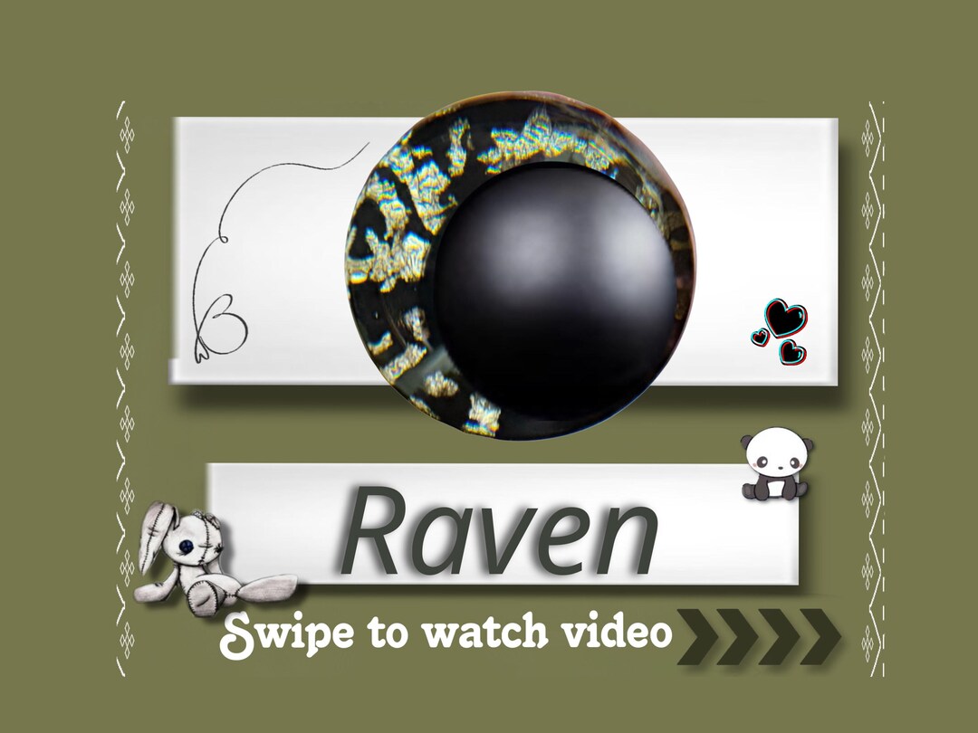 Hand Painted Raven Safety Eyes: Gold Foil Amigurumi Plushie Eyes (20 ...