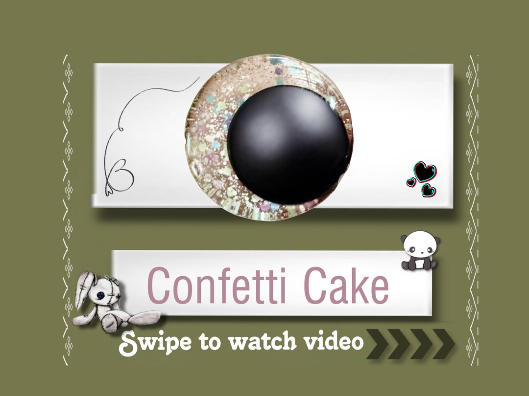 Confetti Cake | MTO Hand Painted Glitter Eyes, Amigurumi, Eyes, Stuffy ...