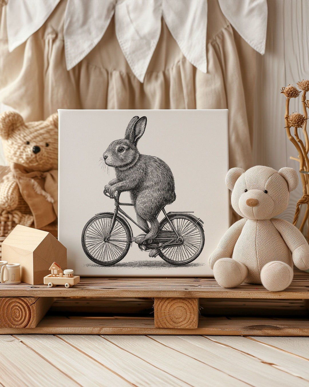 Rabbit Cycling Bicycle Vintage Illustration / Vintage Printable Art ...
