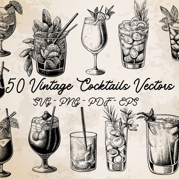 Cocktail Clip Art - Etsy