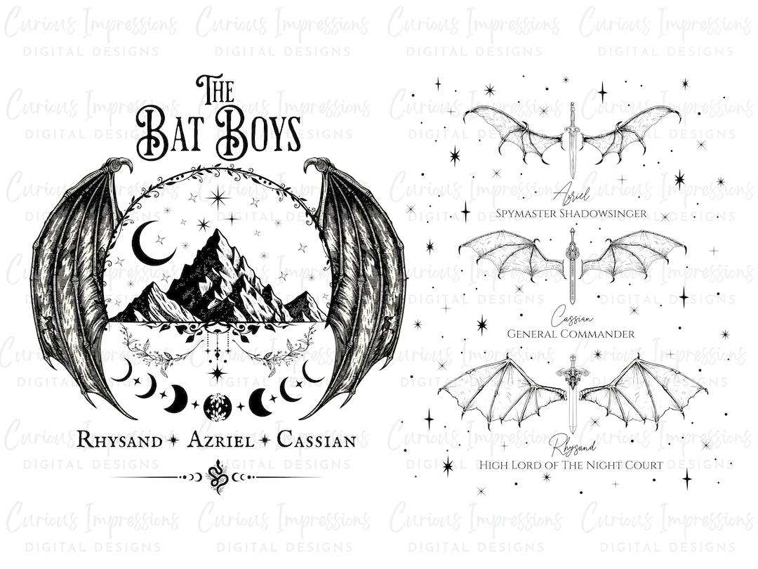 Bat Boys Png, Front and Back, Acotar Png, SJM Merch, the Night Court ...