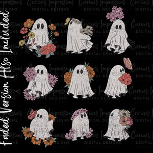 Cute Floral Ghosts Png, Halloween Png, Retro Fall Tee , Trending ...