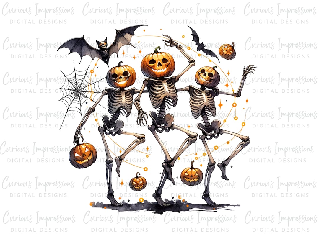 Dancing Skeletons Png, Halloween Png, Halloween Clipart, Jacko Lantern ...