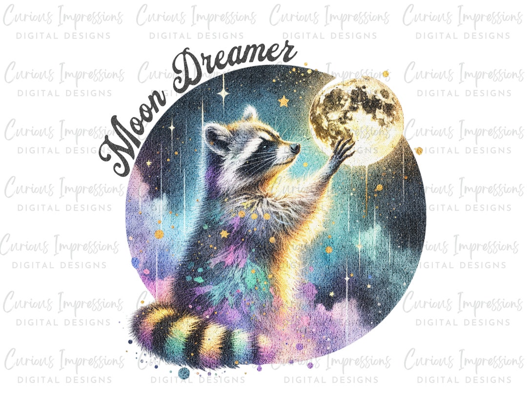 Moon Dreamer Raccoon Png, Raccoon Merch, Feral Raccoon, Raccoon Moon ...