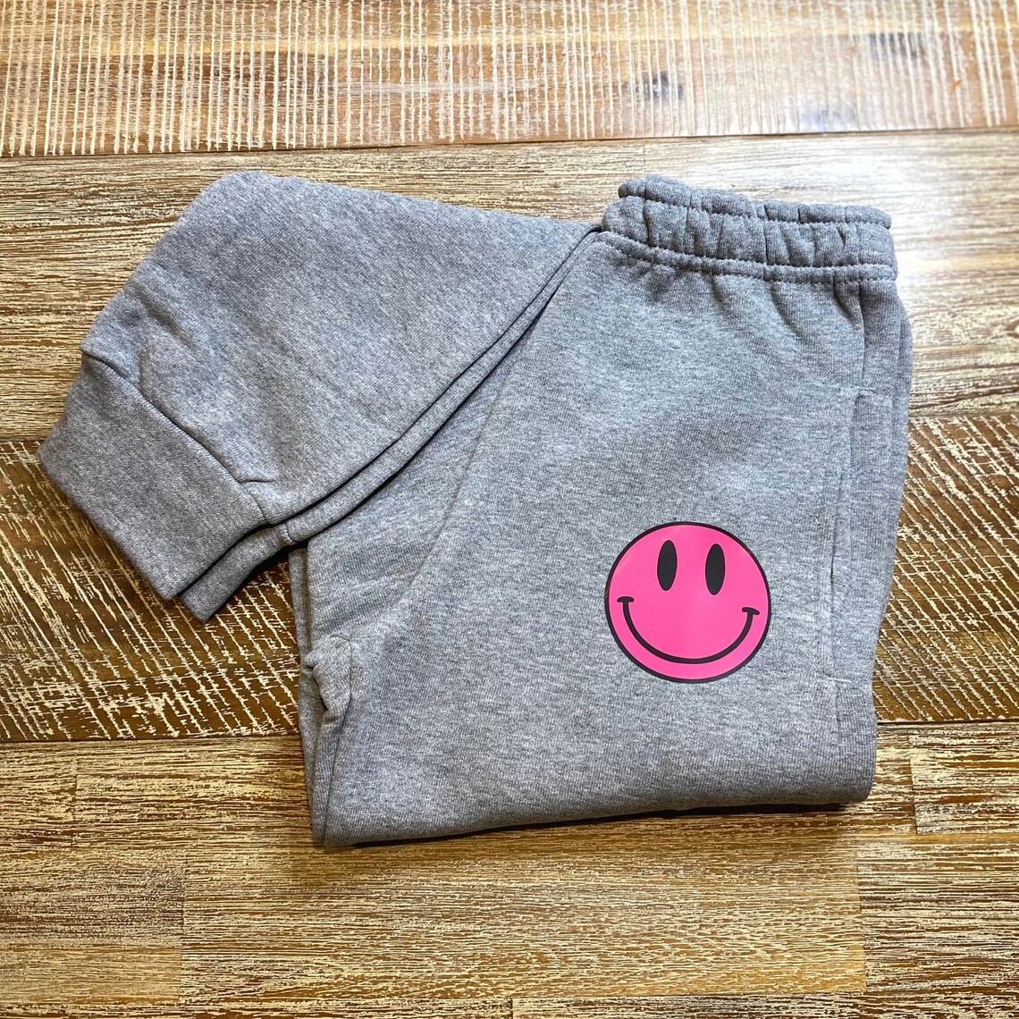 Smiley Face Sweatpants, Retro Smiley Face Joggers, Trendy Smiley Face ...