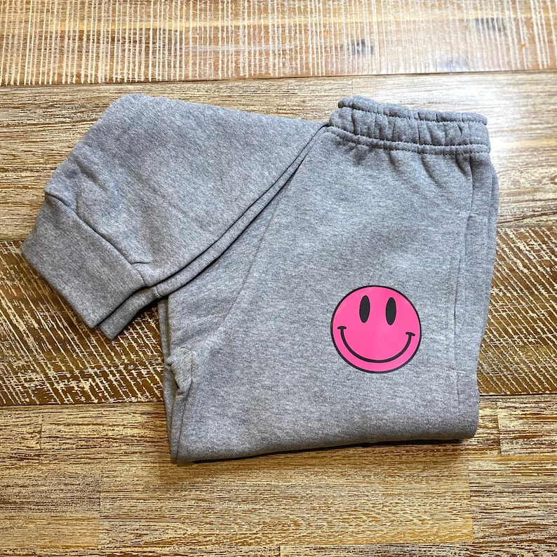 Smiley Face Sweatpants, Retro Smiley Face Joggers, Trendy Smiley Face ...
