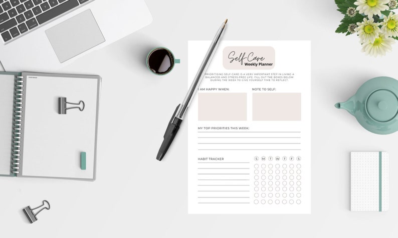 Self Care Weekly Planner, Habit Tracker, Self Help Journal, Weekly ...