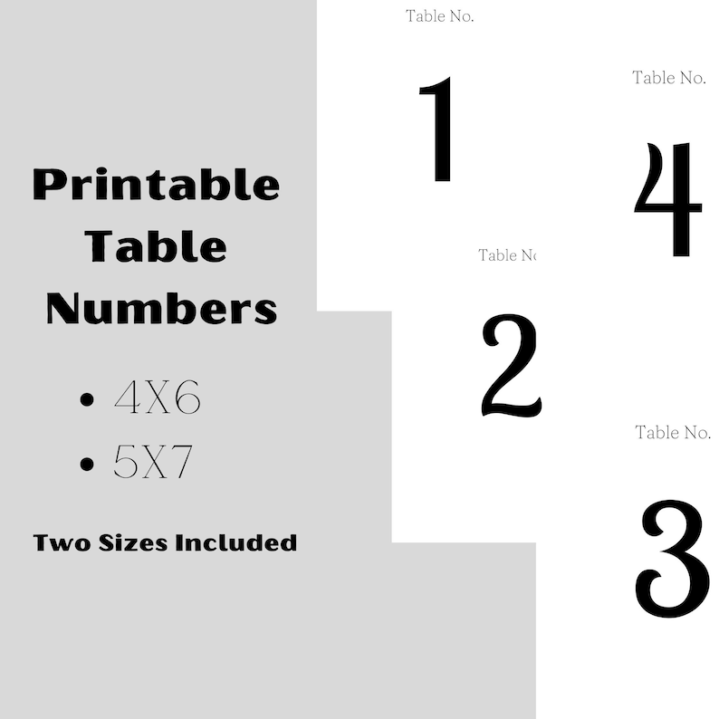 Printable Table Numbers, Wedding Table Numbers, Luxury, Minimalist ...