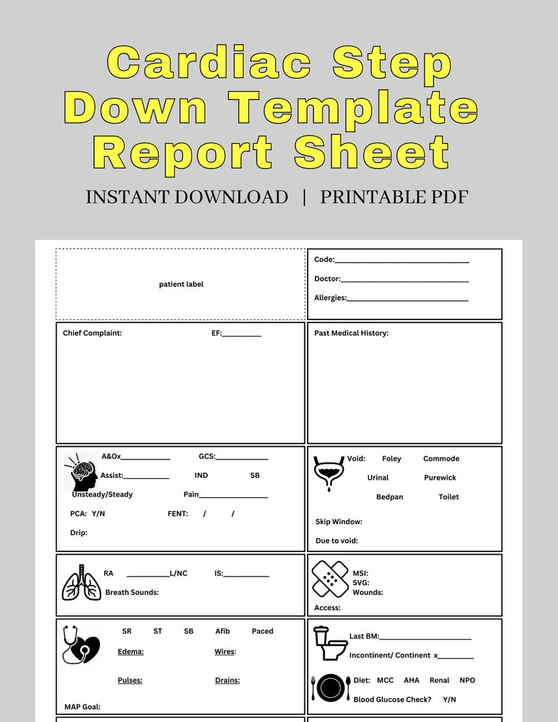 Cardiac Step Down Nurse Brain, Cardiac Report Sheet, Nurse Brain, Nurse ...