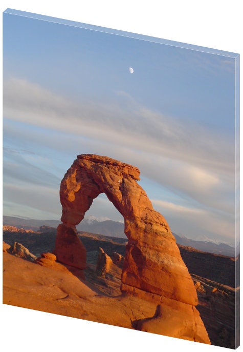 Delicate Arch and Moon Arches National Park 24x30 Thin Framed Canvas ...