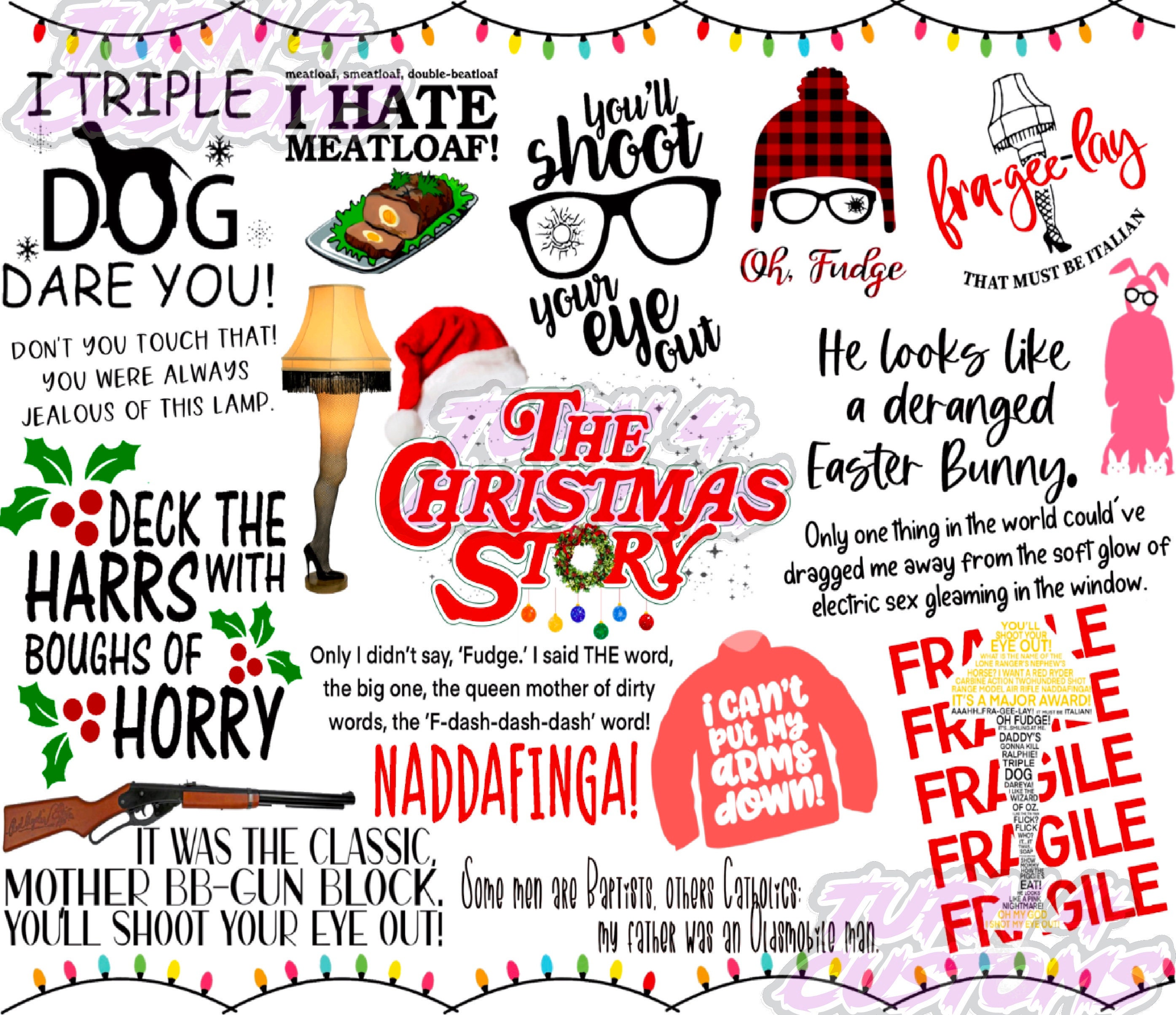 Christmas Movie 20oz Tumbler Wrap Bundle, Christmas Story, Elf, Home ...