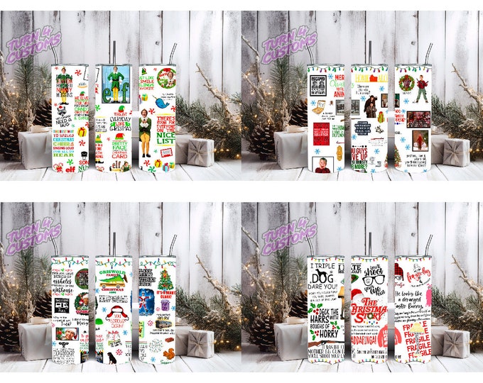 Christmas Movie 20oz Tumbler Wrap Bundle, Christmas Story, Elf, Home ...