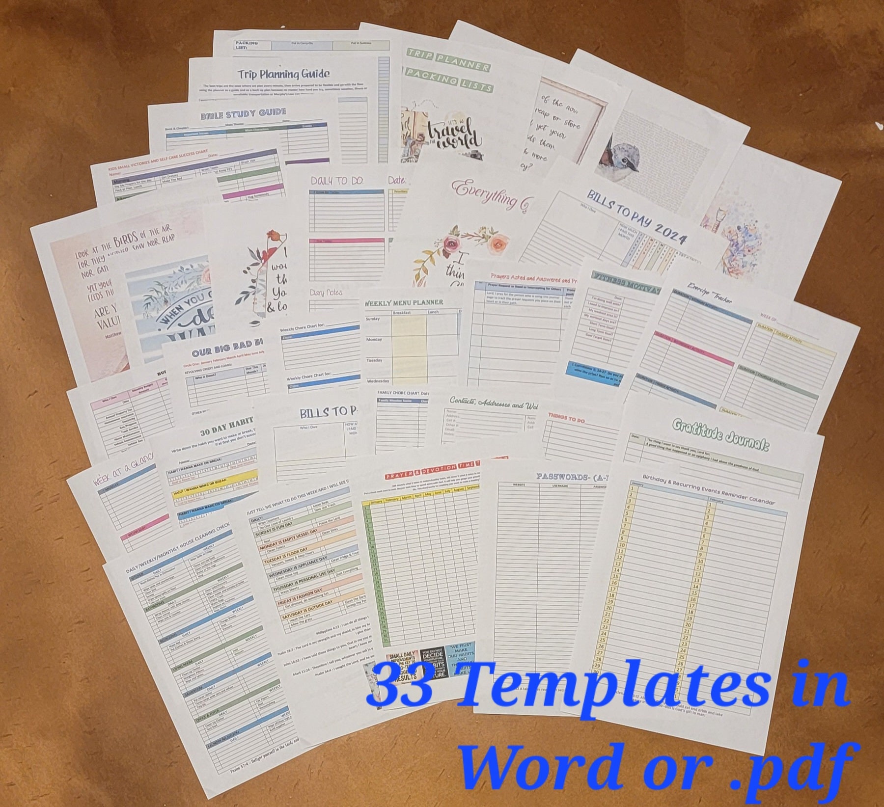 Christian Themed Colorful Planner Pages With Encouraging Bible Verses ...