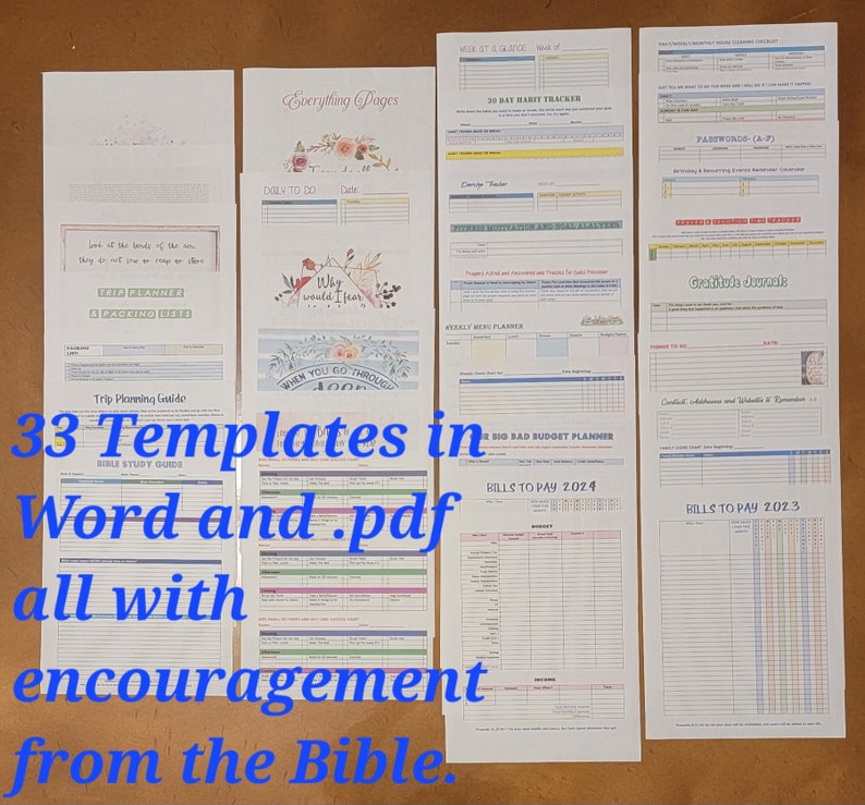 Christian Themed Colorful Planner Pages With Encouraging Bible Verses ...