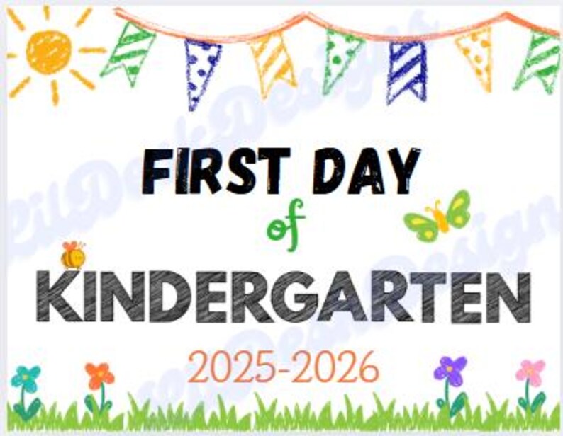 First Day of Kindergarten Sign, PRINTABLE First Day of School Sign ...