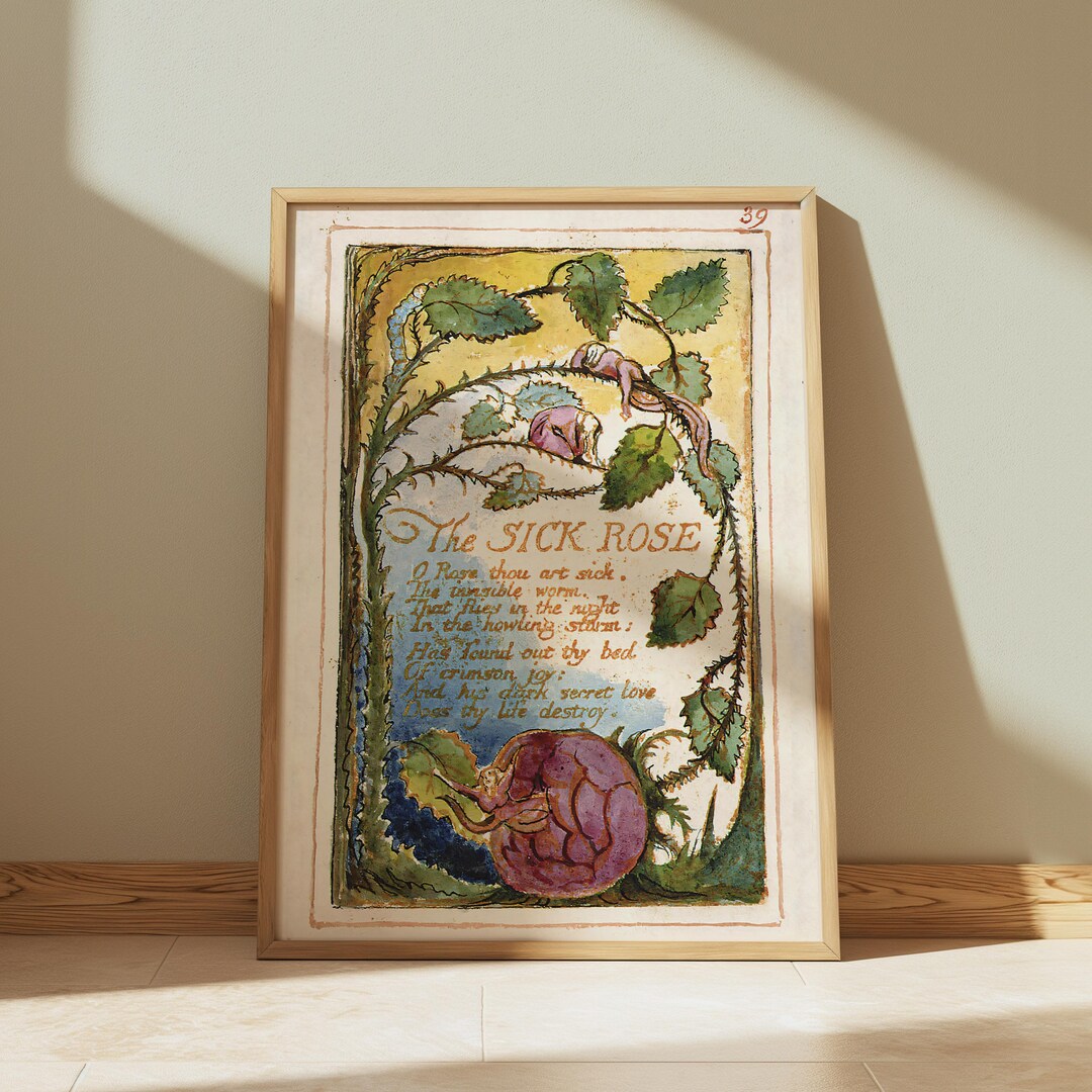 The Sick Rose - William Blake Poem - Poem Wall Art, Poetry Art Print ...