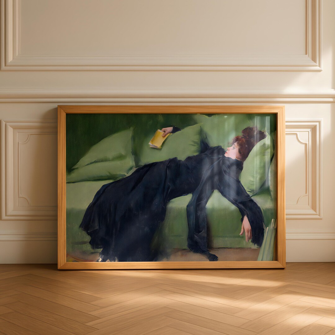 Decadent Young Woman - Ramon Casas Print - Vintage Wall Decor, Bored ...