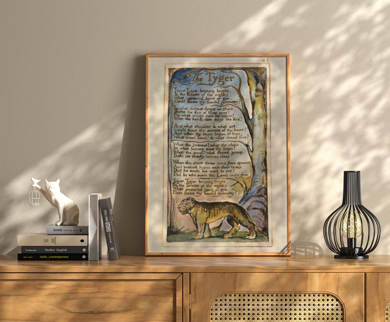 The Tyger - William Blake Poem - Poem Wall Art, Poetry Art Print, Book ...