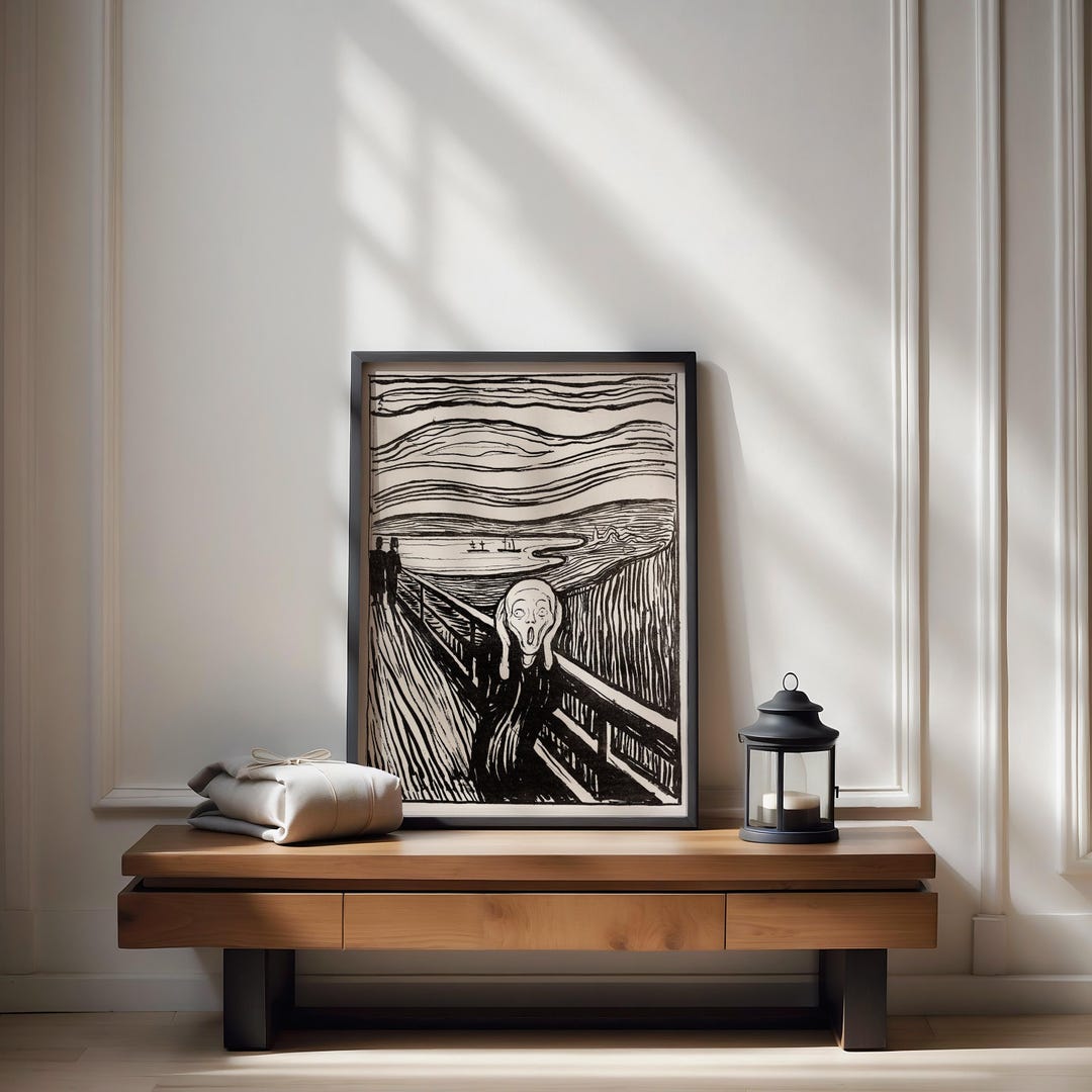 HQ Print - the Scream by Edvard Munch - Modern Art Poster, Black and ...