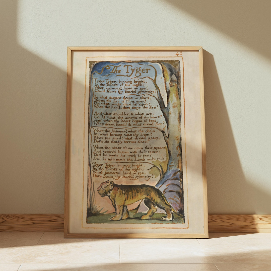 The Tyger - William Blake Poem - Poem Wall Art, Poetry Art Print, Book ...