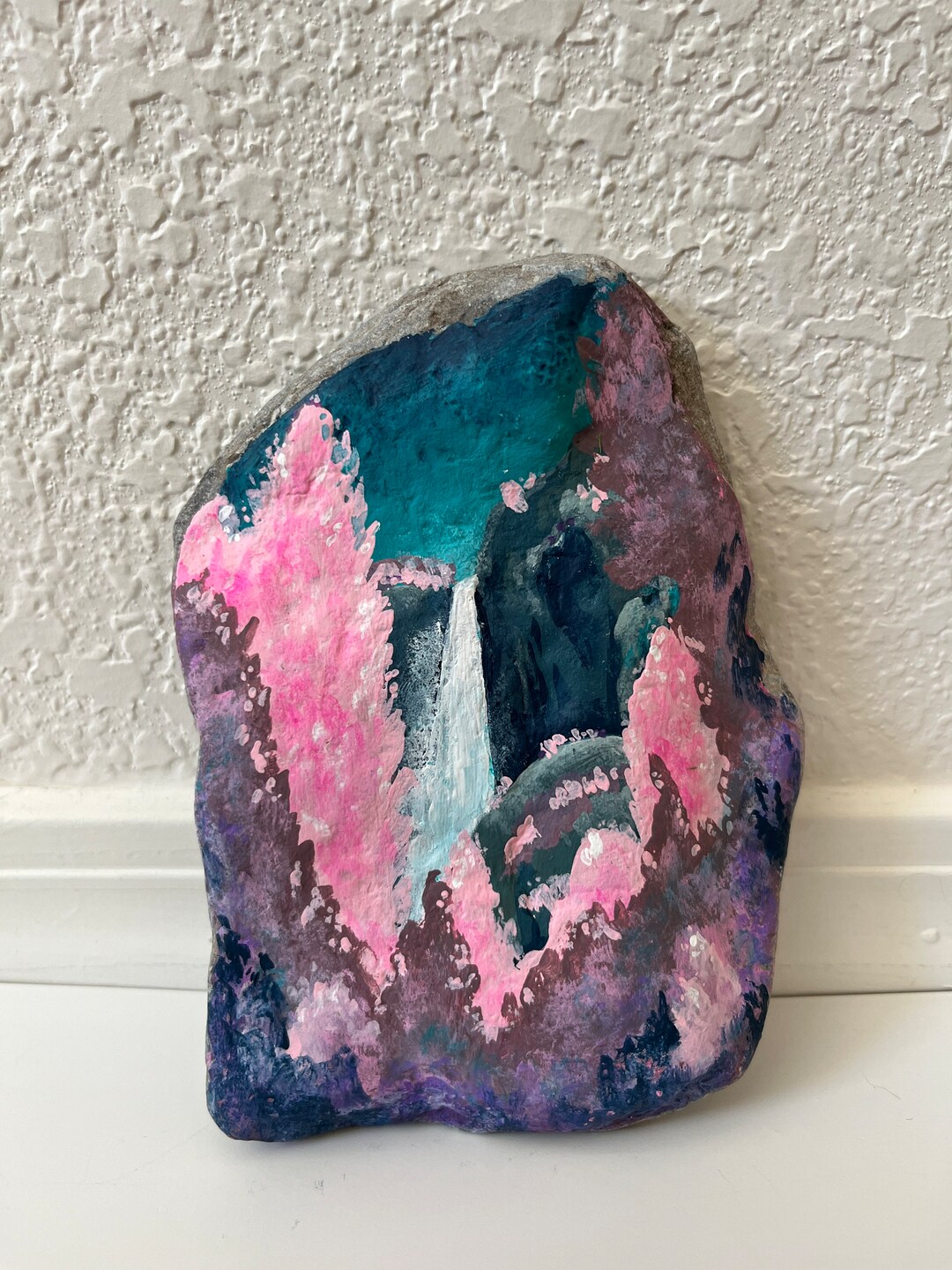 Waterfall Landscape, Acrylic Rock Painting - Etsy