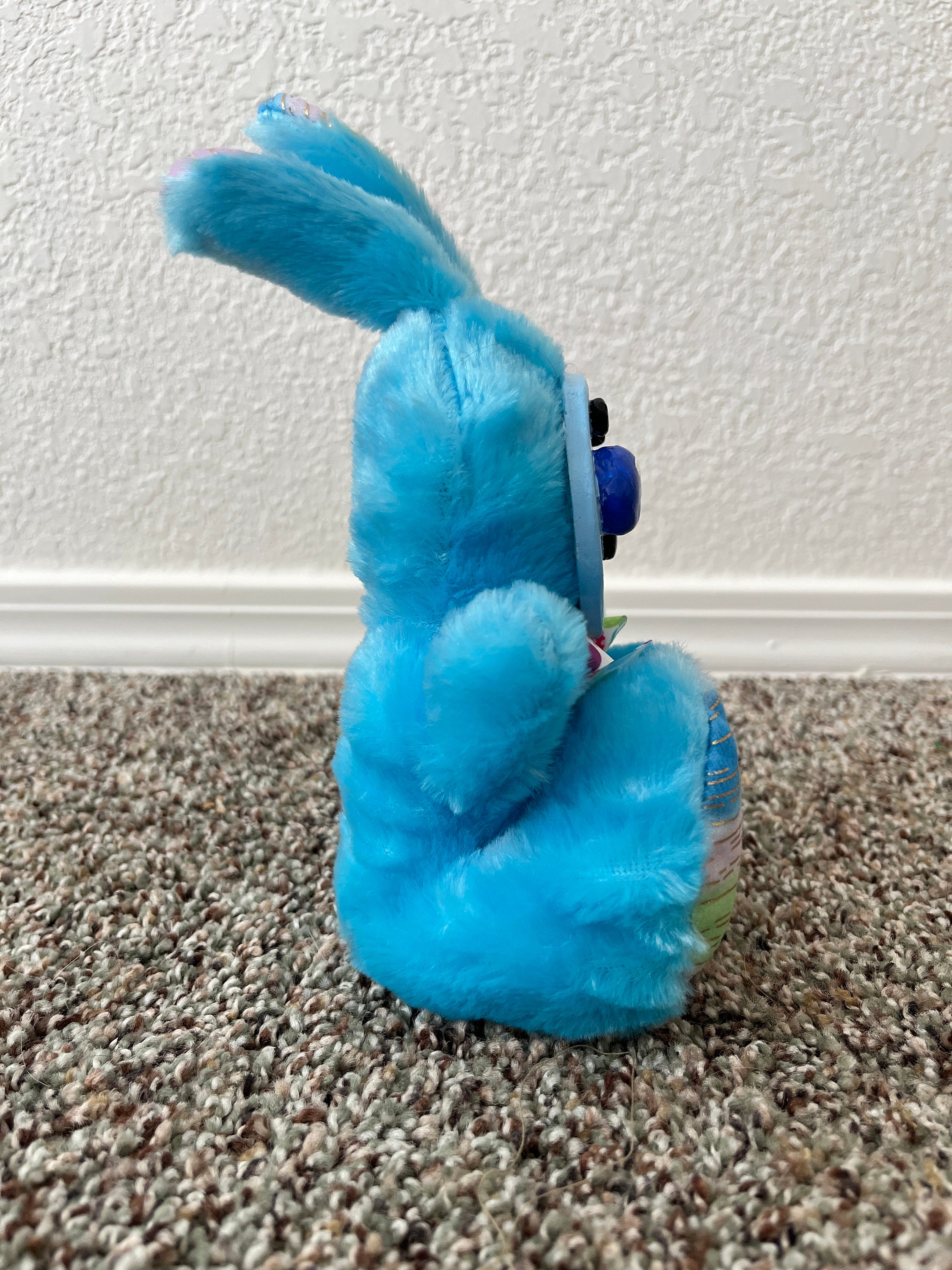 Clay Faced Stuffed Animal, Small Blue Bunny Plushie - Etsy