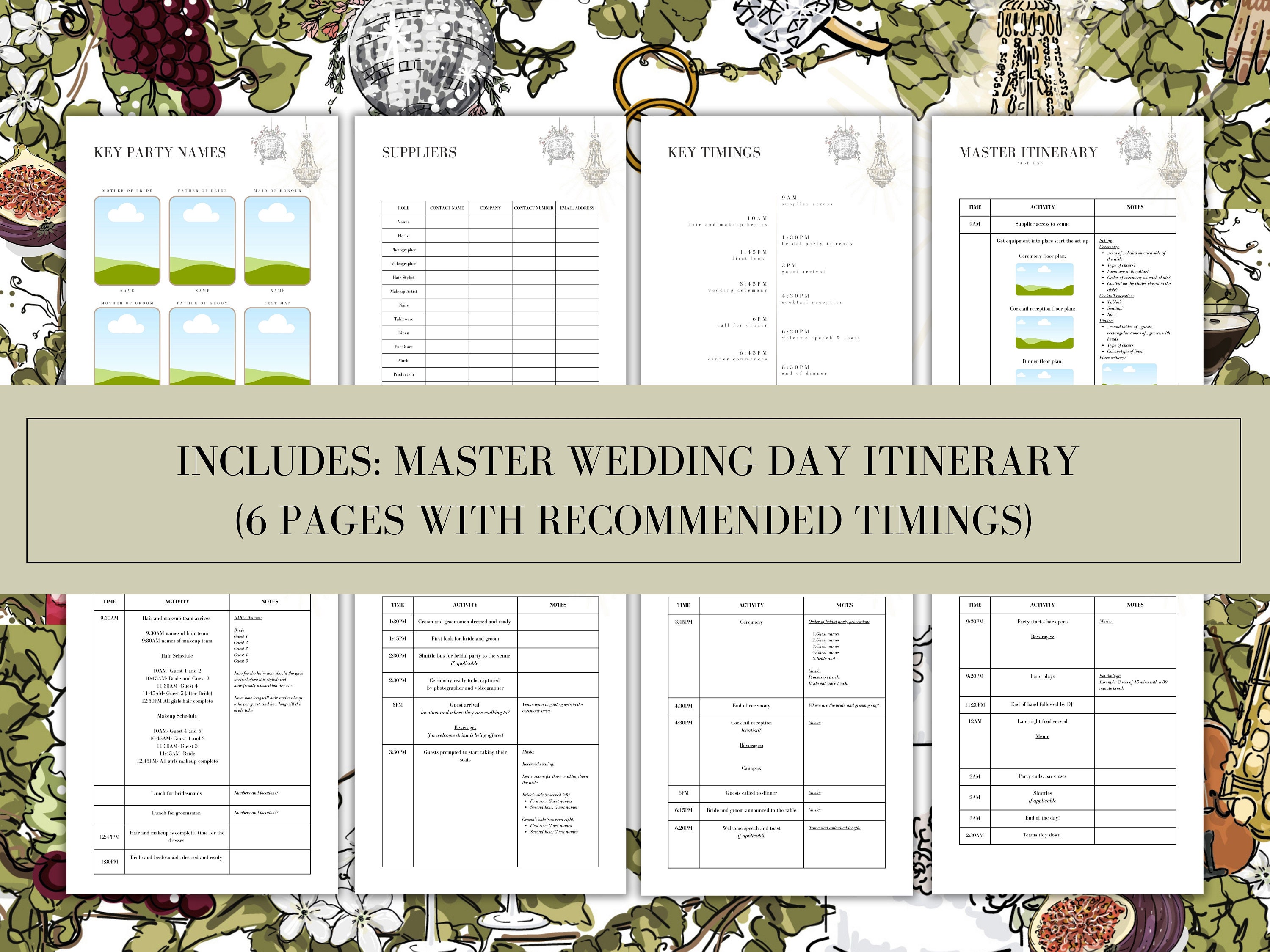 Wedding Day Schedule: Example Itinerary & Full Template - Etsy