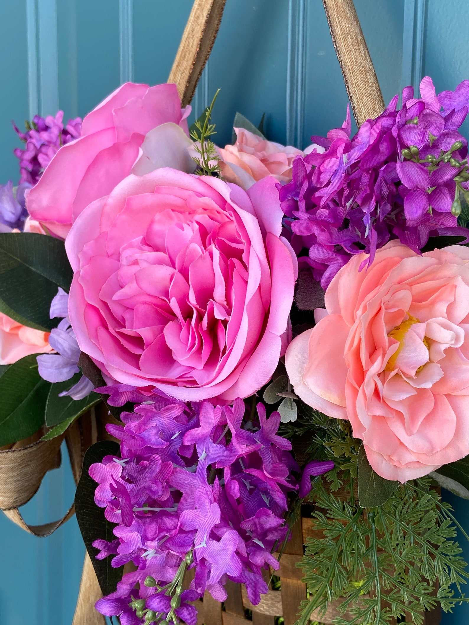 Spring Floral Basket - Spring Hanging Basket - Spring Wreath Basket ...