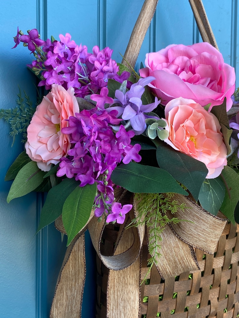 Spring Floral Basket - Spring Hanging Basket - Spring Wreath Basket ...