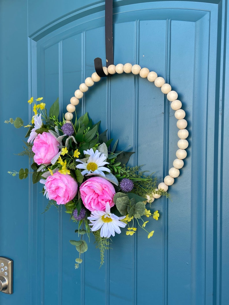 Spring Wreath - Spring Beaded Wreath - Spring Door Wreath - Beaded ...