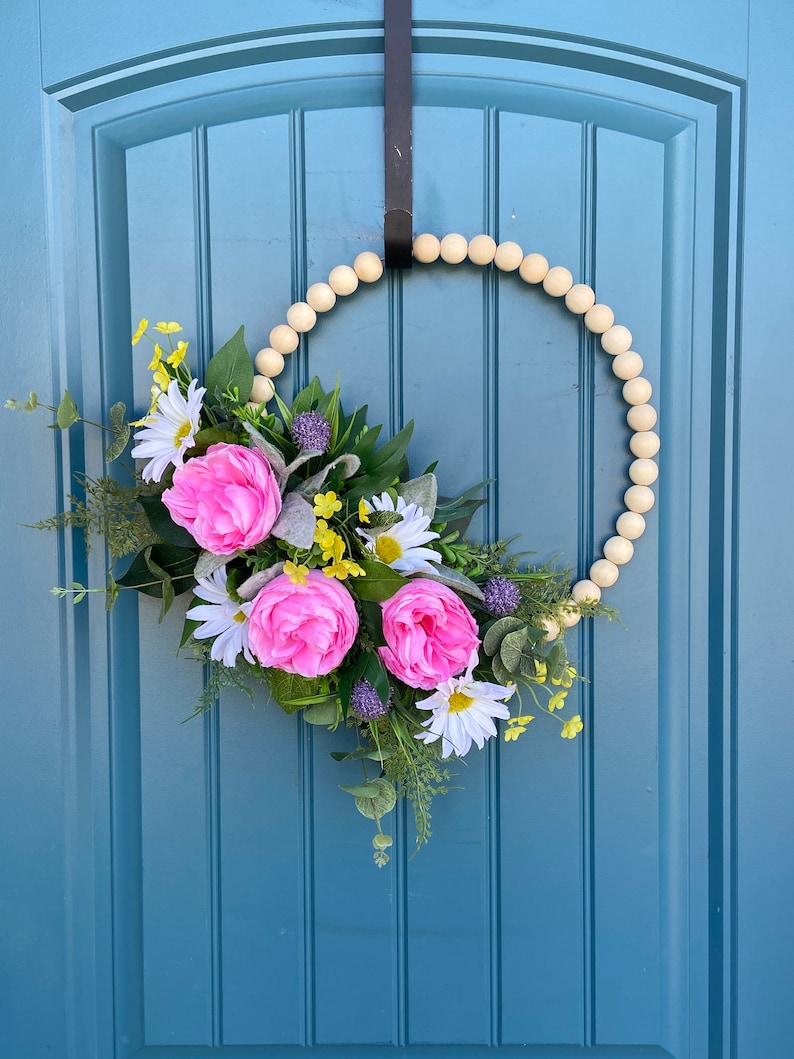 Spring Wreath - Spring Beaded Wreath - Spring Door Wreath - Beaded ...