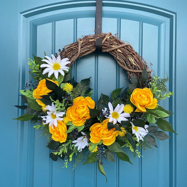 Yellow Rose Wreath - Etsy