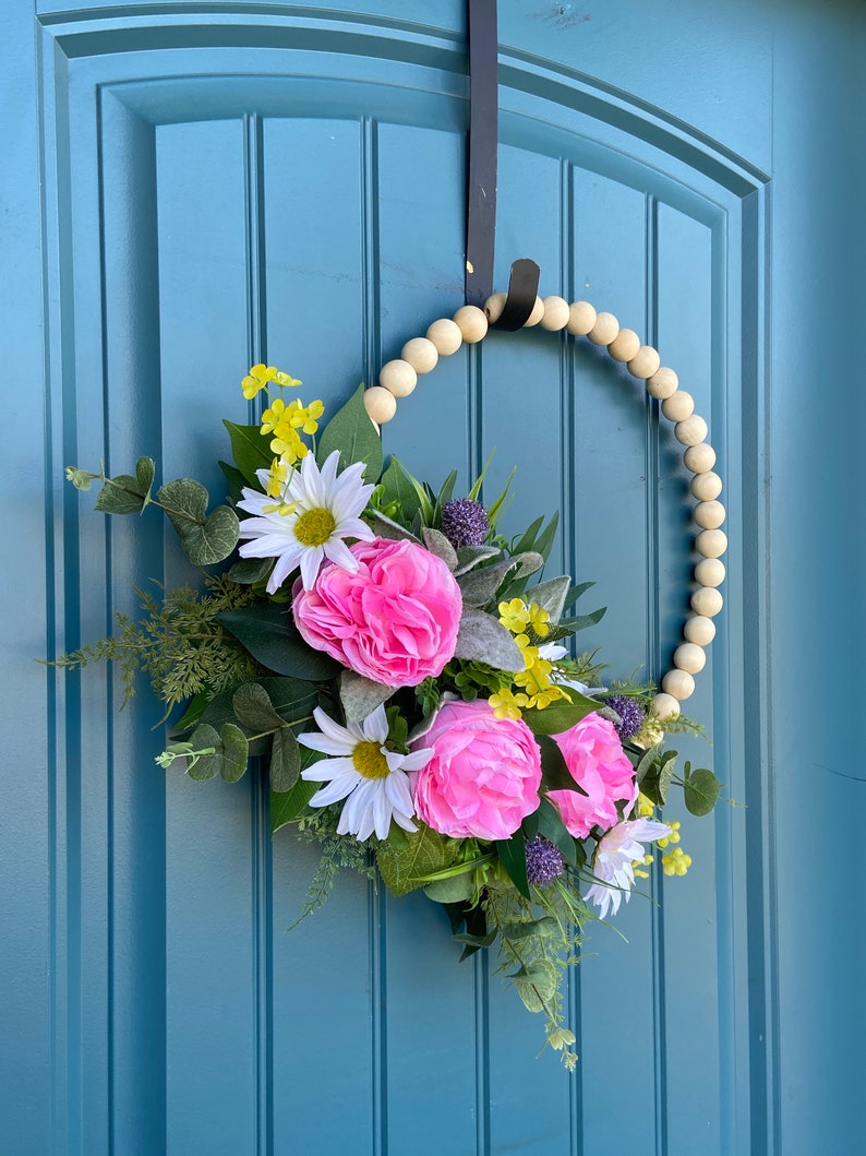 Spring Wreath - Spring Beaded Wreath - Spring Door Wreath - Beaded ...
