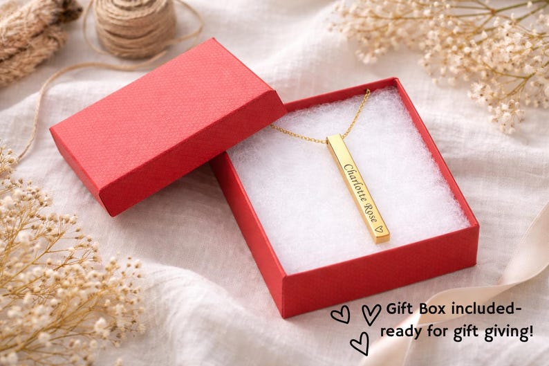 Personalized Bar Necklace, Engraved Pendant for Niece, Aunt Gift, Gold ...