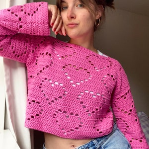 Heart Print Top Crochet Pattern - Etsy