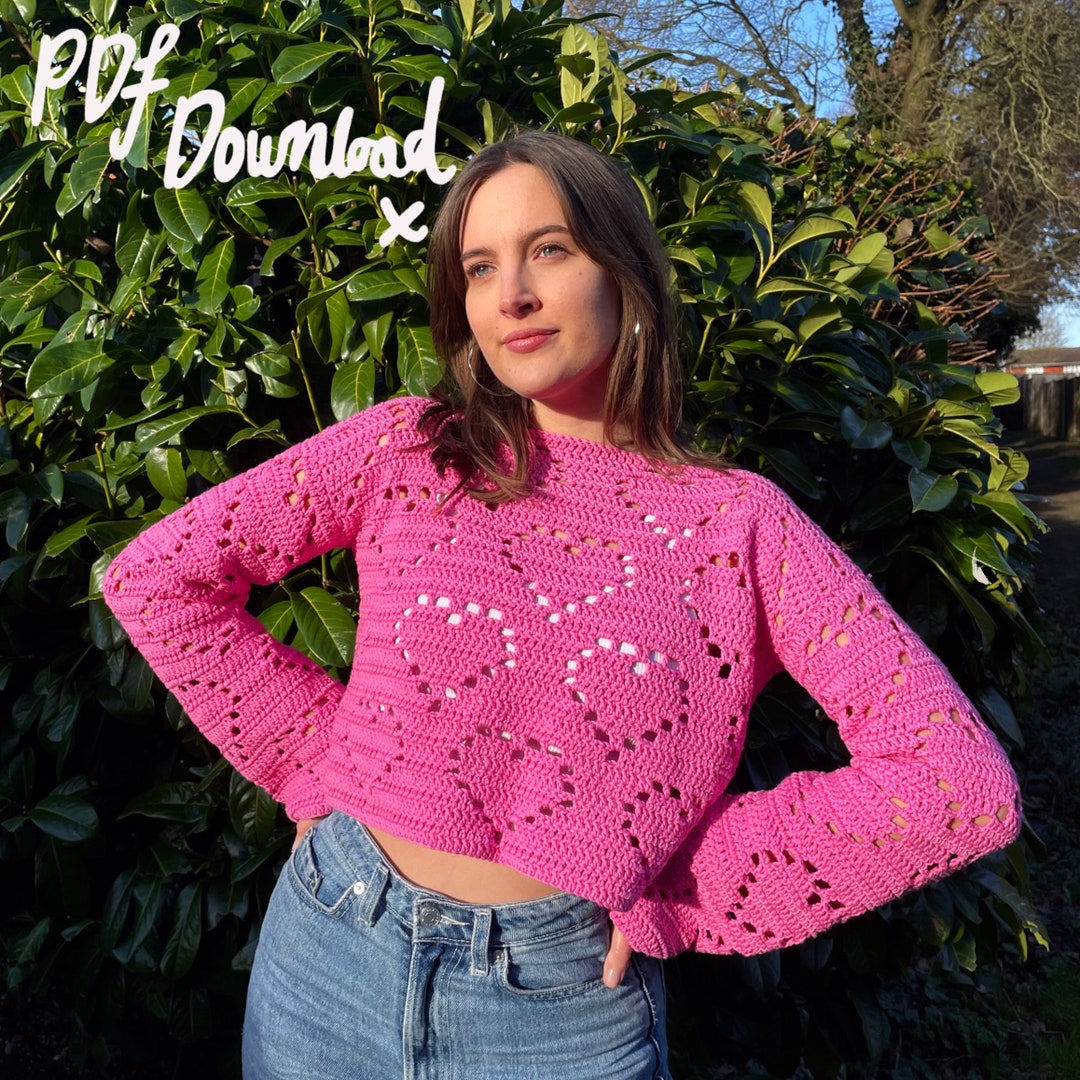Heart Print Top Crochet Pattern - Etsy