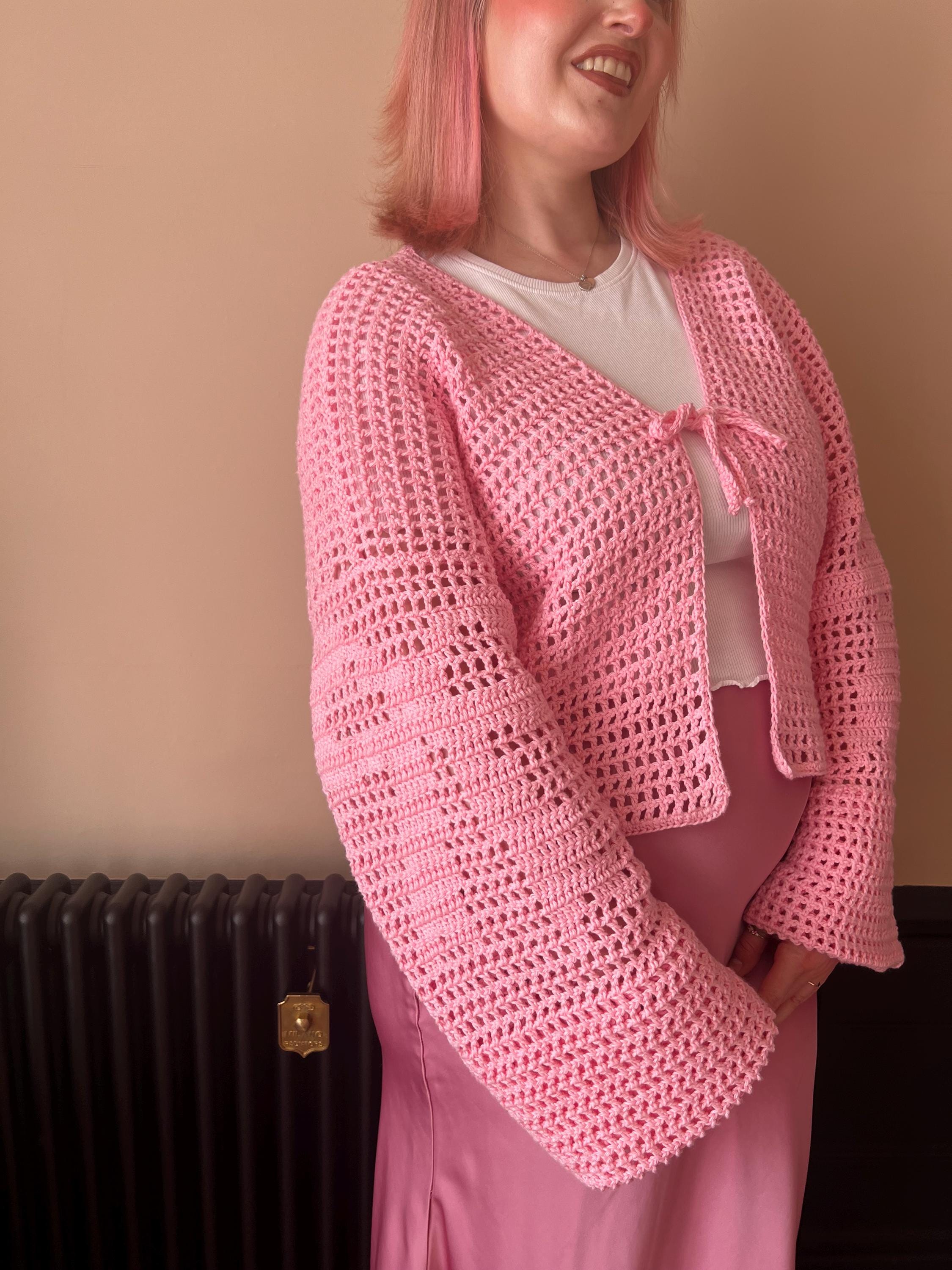 Filet Bow Sleeve Cardigan Crochet Pattern - Etsy