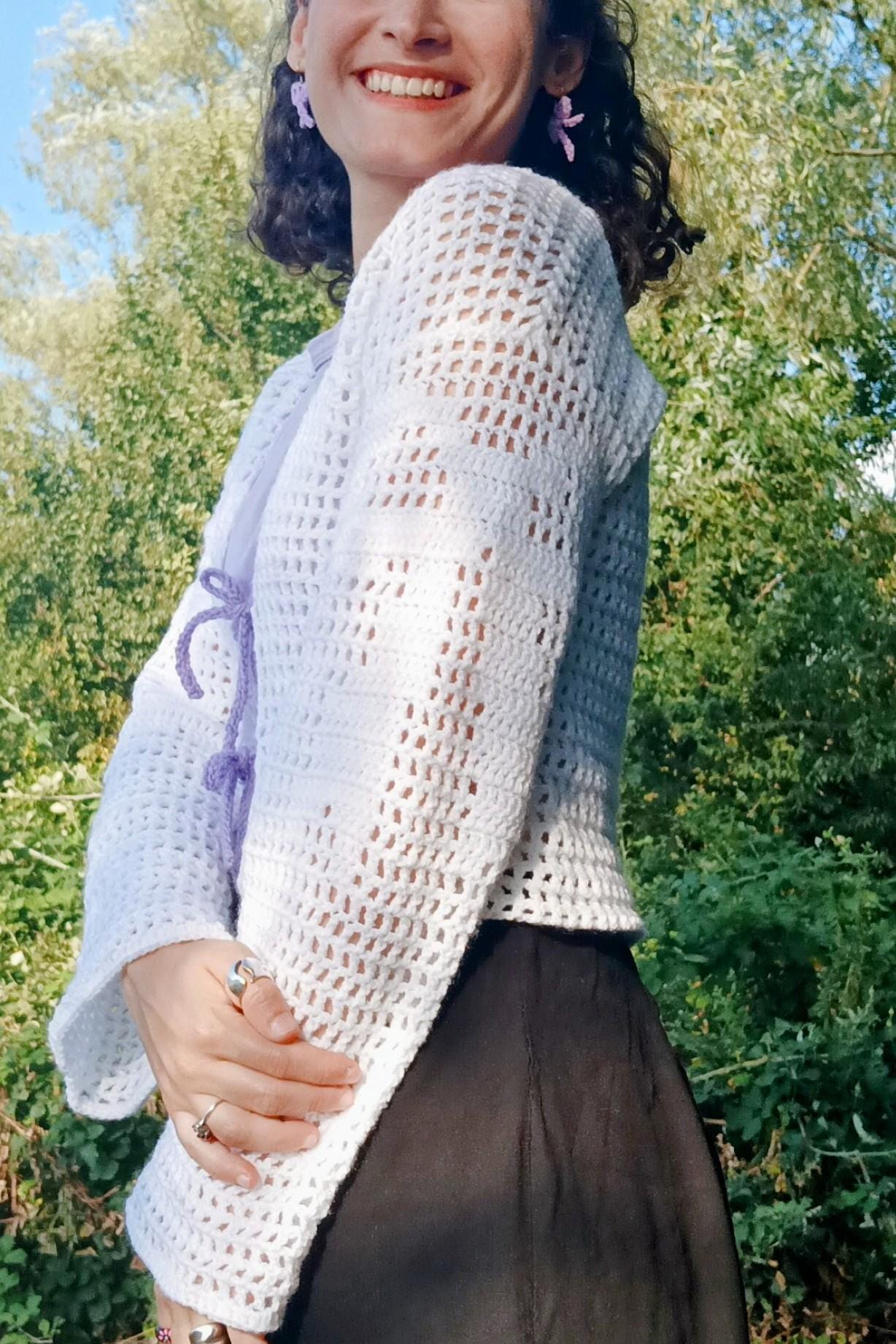Filet Bow Sleeve Cardigan Crochet Pattern - Etsy