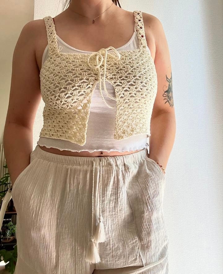 Lace Tie-up Vest Top Digital Crochet Pattern - Etsy