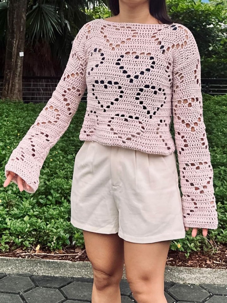 Heart Print Top Crochet Pattern - Etsy