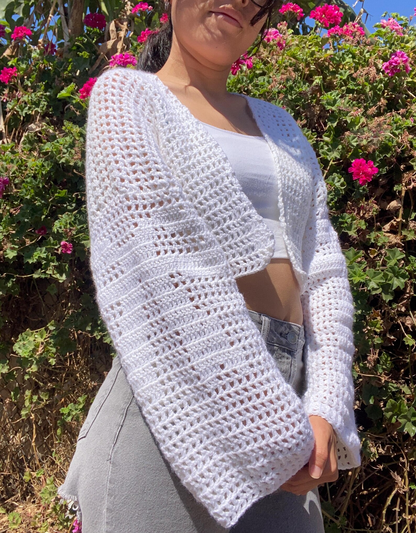 Filet Bow Sleeve Cardigan Crochet Pattern - Etsy