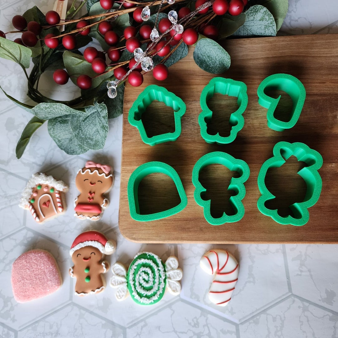 Christmas Mini Cookie Cutter Set: Gingerbread, Candy Cane, House (6pc ...
