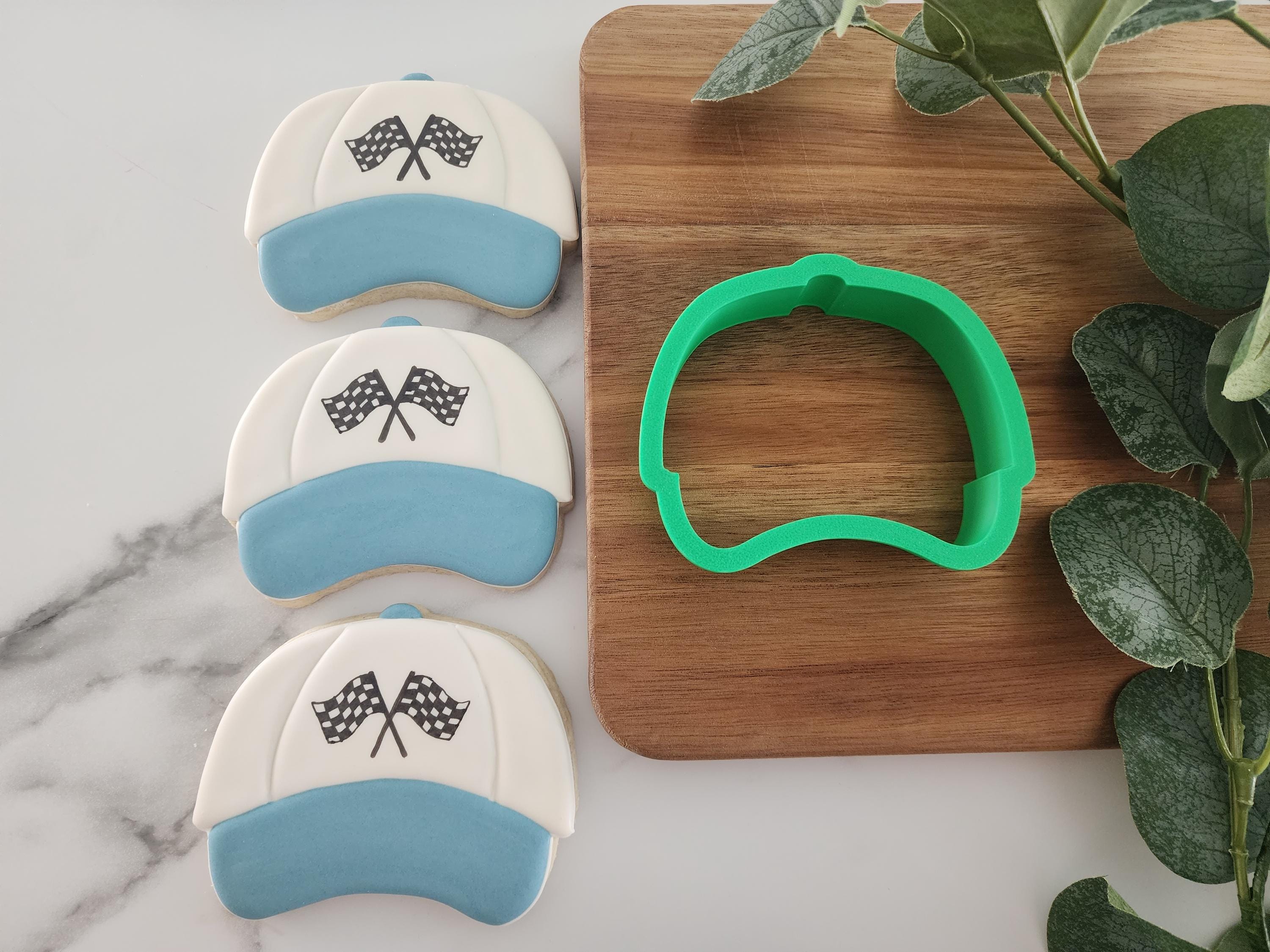 Racing Cookie Cutter Set: Car, Flags, Trophy - 6piece Set - Hat - Wavy ...