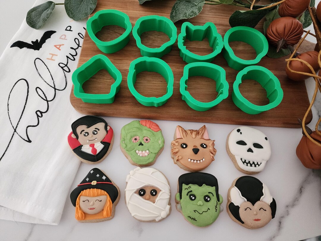 Halloween Monster Cookie Cutter Set: 8pc Mini Spooky Cutters - Etsy