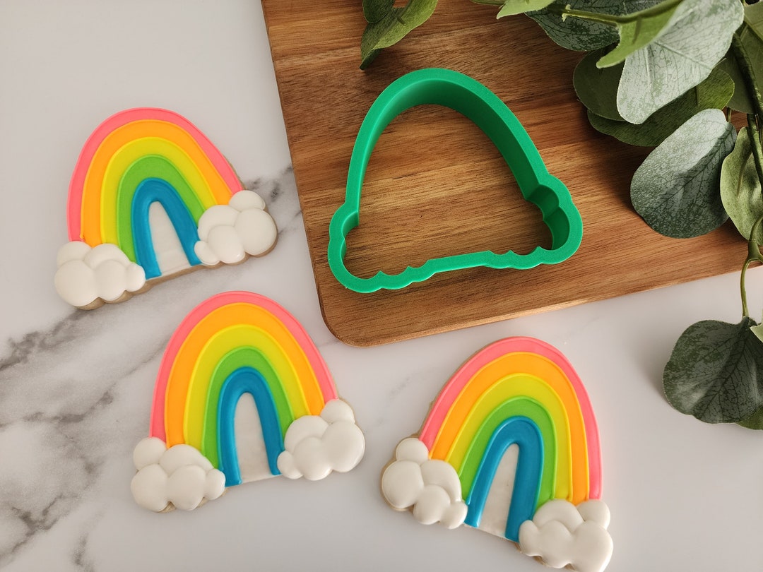 Rainbow Cloud Cookie Cutter - Rainbow With Clouds Cookie Cutter ...