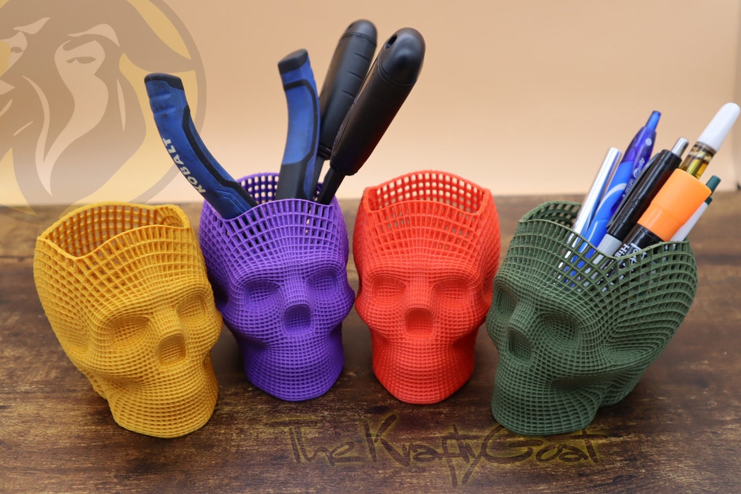 Skull Mesh Desk Organizer | Toothbrush Cup | Make-up Brush Holder - Etsy