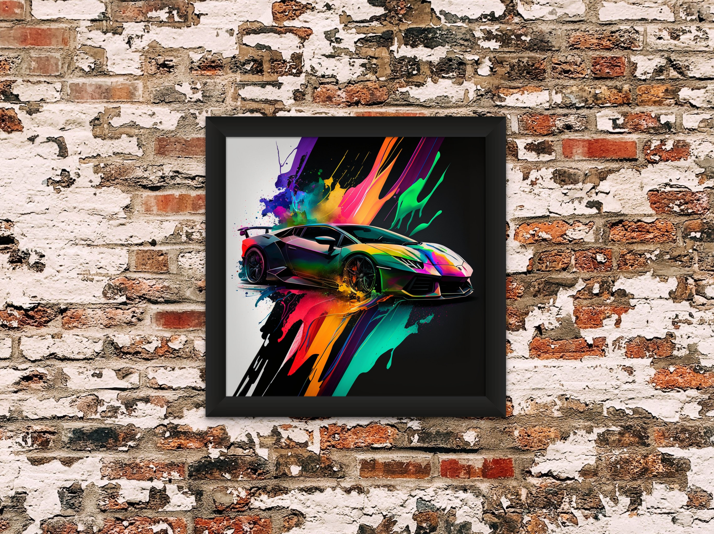 Lambo Abstract Wall Decor, Rainbow, Cars, Poster Print Vertical ...