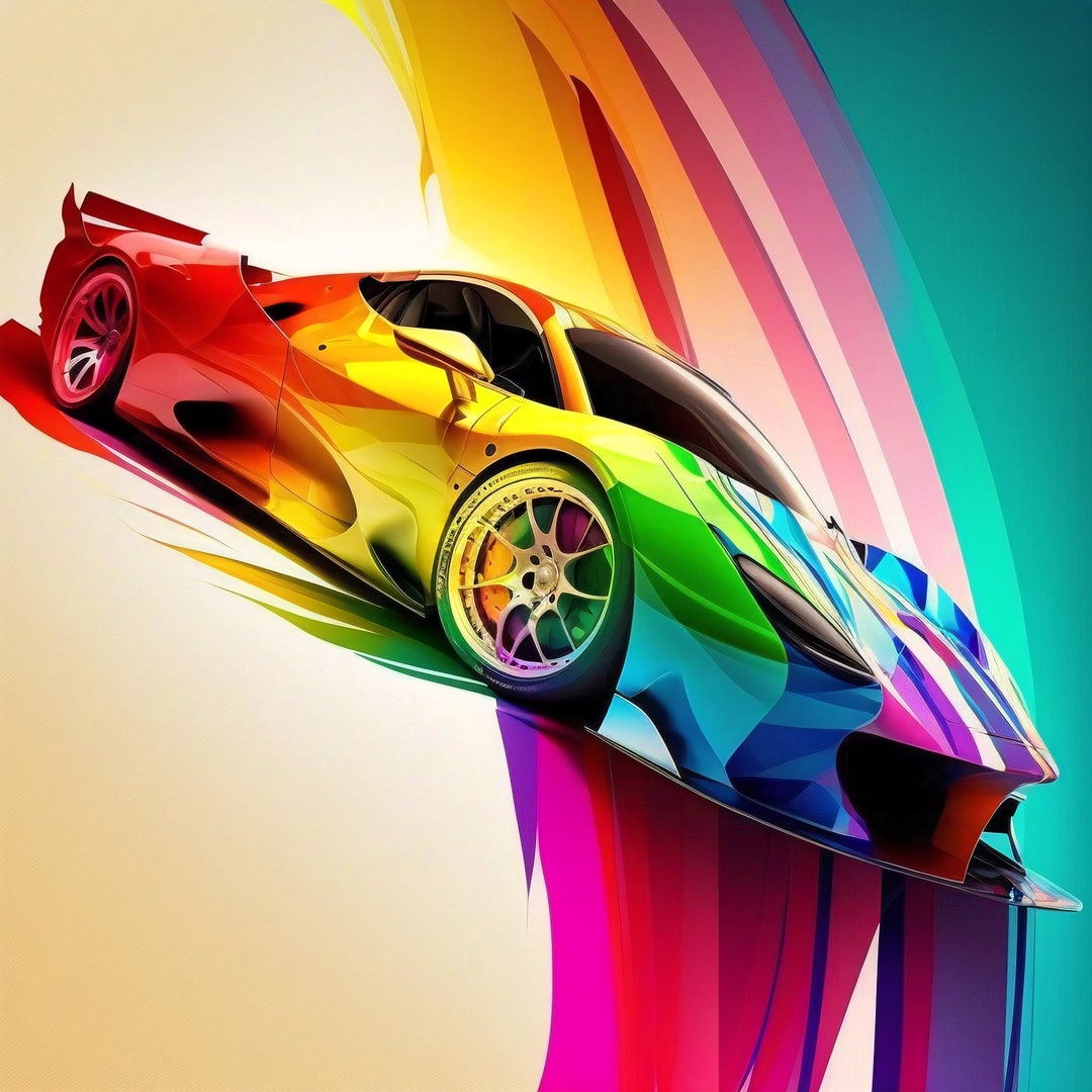Ferrari™ Abstract Wall Decor, Rainbow, Cars, Poster Print Vertical ...