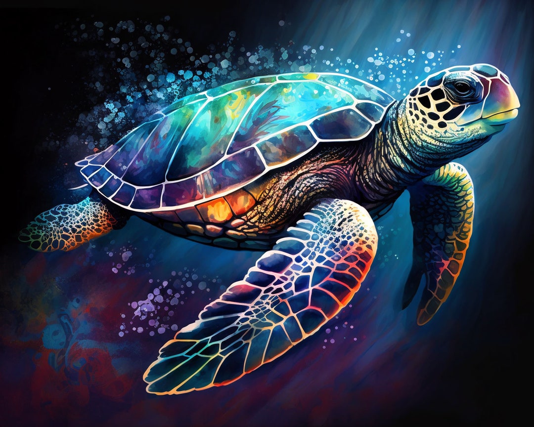 Deep Sea Turtle, Animals Art, Watercolor Painting, Nursery Animal Wall ...